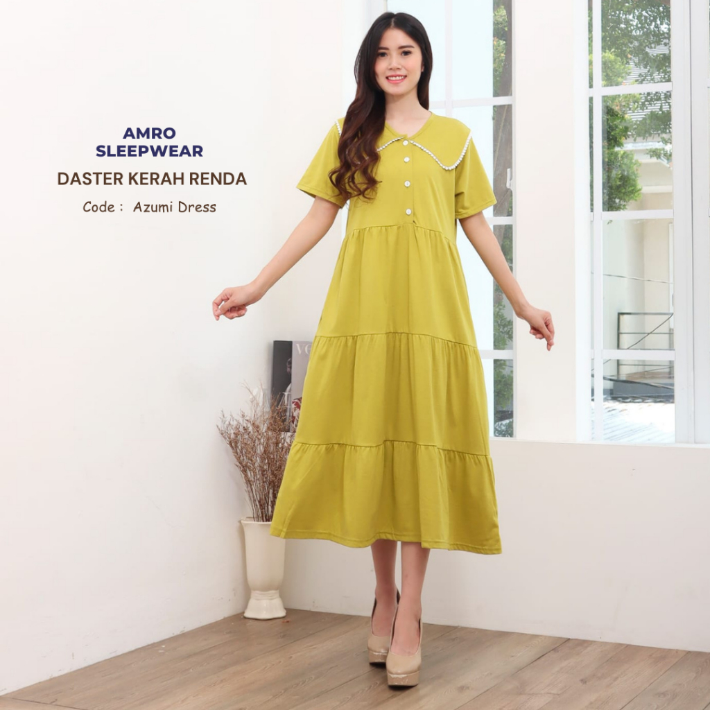 Jual AMRO SLEEPWEAR - AZUMI DRESS - DASTER KERAH RENDA | Shopee Indonesia