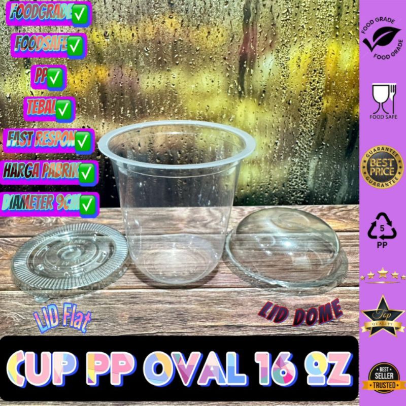 Jual ISI 50PCS CUP OVAL 16oz UNIVERSAL CUP OVAL GELAS PLASTIK 16oz ...