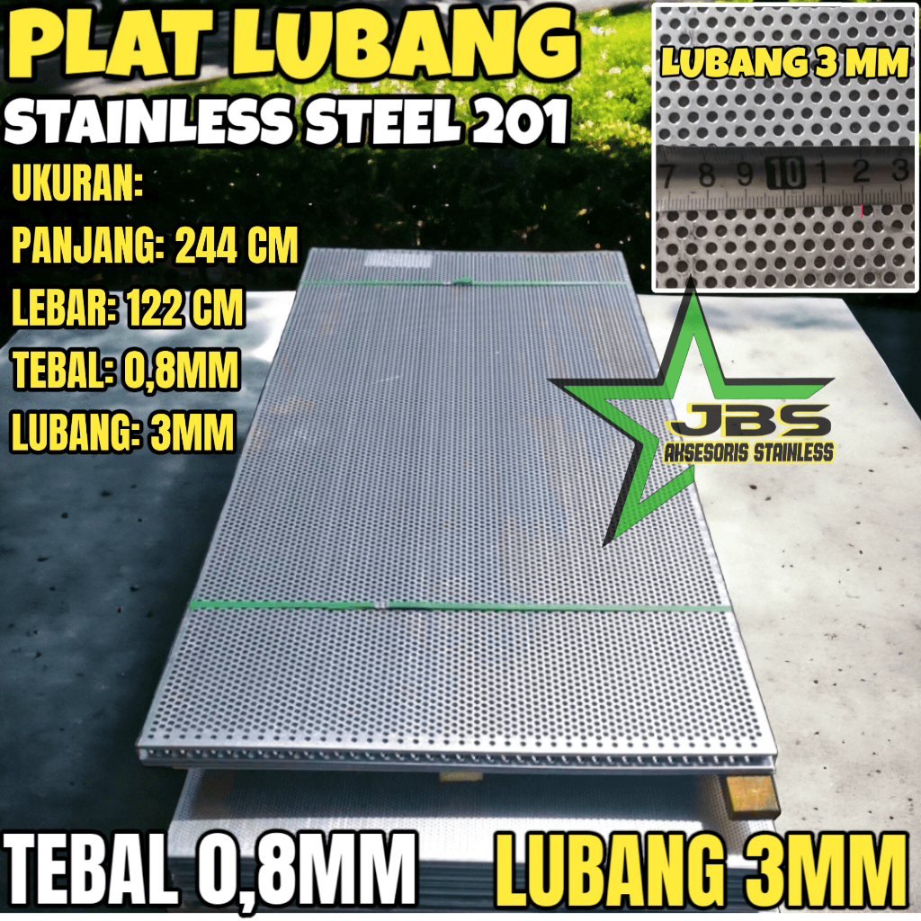 Jual PLAT LUBANG 201 - 122CMX244CM - (0.8 MM) - LUBANG 3MM STAINLESS ...