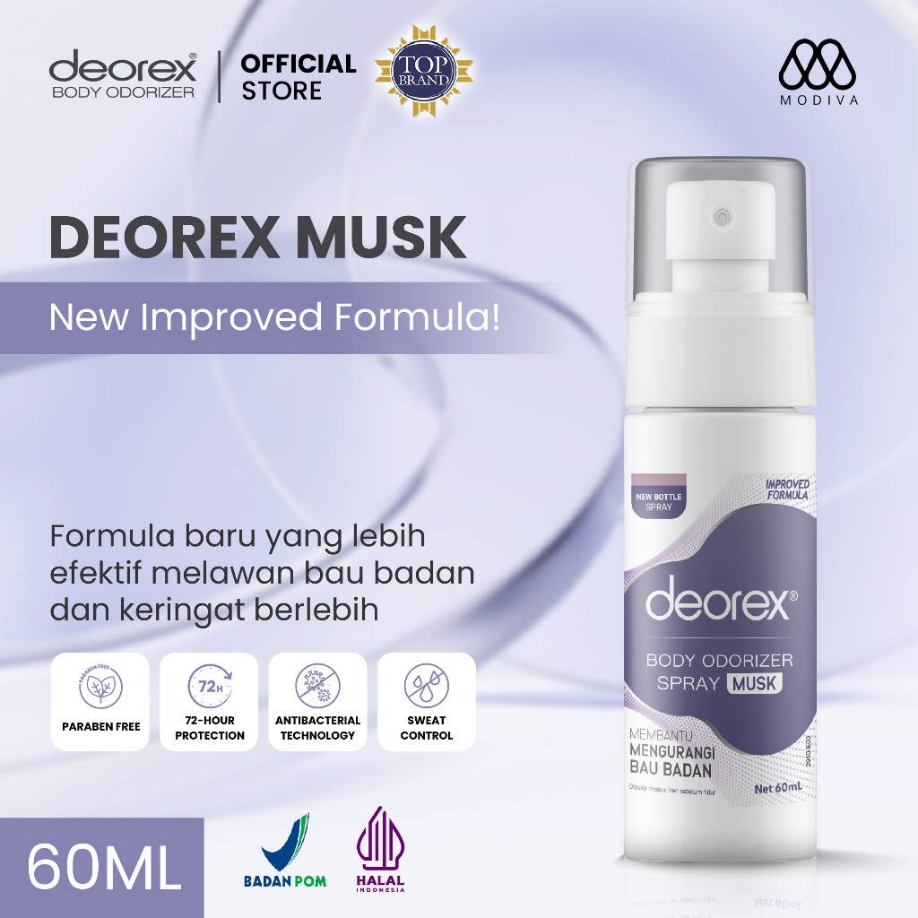 Jual Deorex Body Odorizer Musk Fragrance Spray PenggantiDeodorant 60ml ...