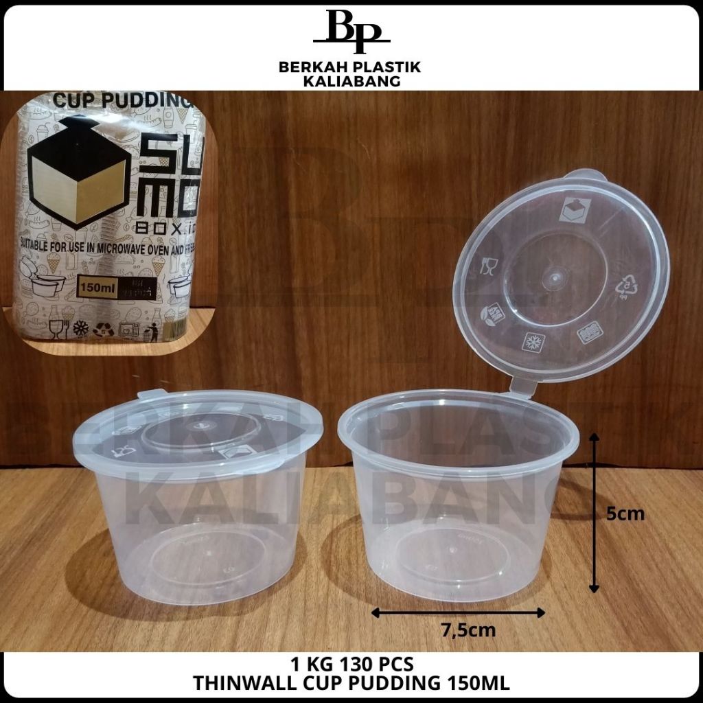 Jual Thinwall Cup 150ml + tutup / cup sauce saos gelas puding agar jelly bahan plastik tebal ...