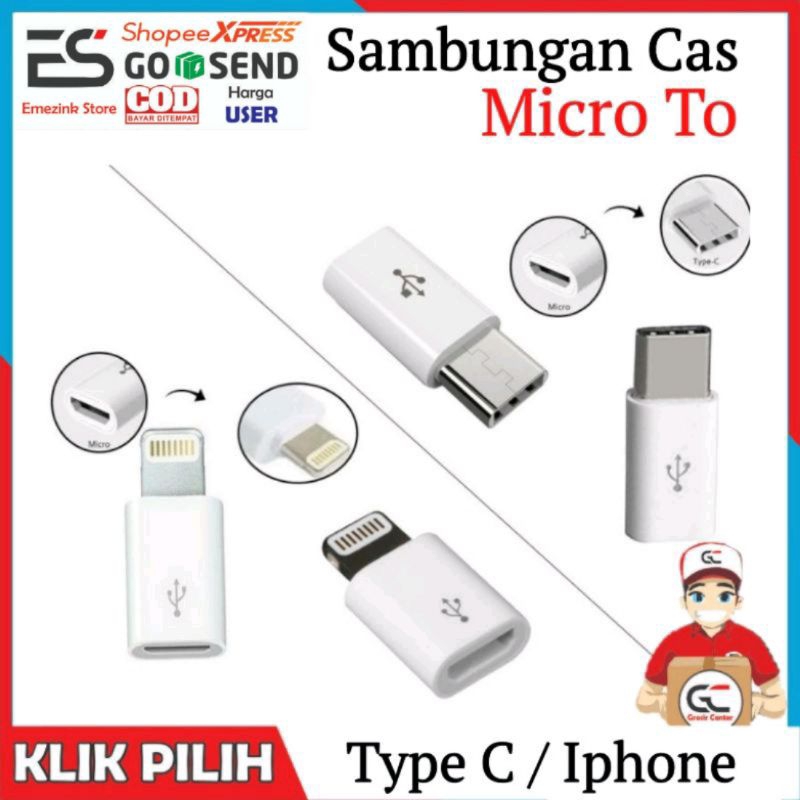 Jual CM | Sambungan kabe cas micro to type c | ZH | Shopee Indonesia