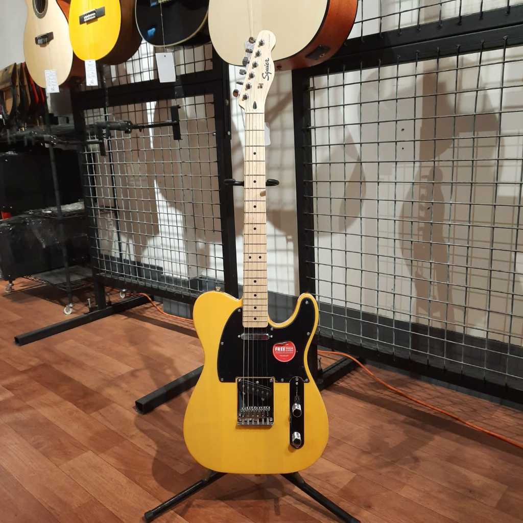 Jual Squier Sonic Telecaster Electric Guitar w/Black Pickguard, Maple FB, Butterscotch Blonde ...