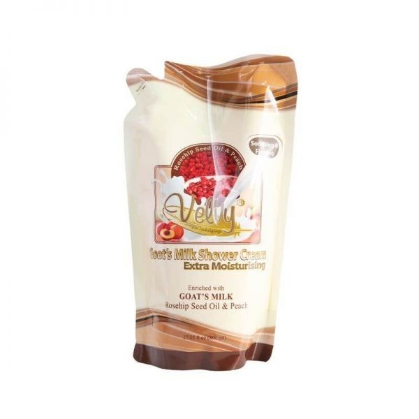 Jual Velvy Goat's Milk Shower Cream Roseship Peach Refil 800 ml ...