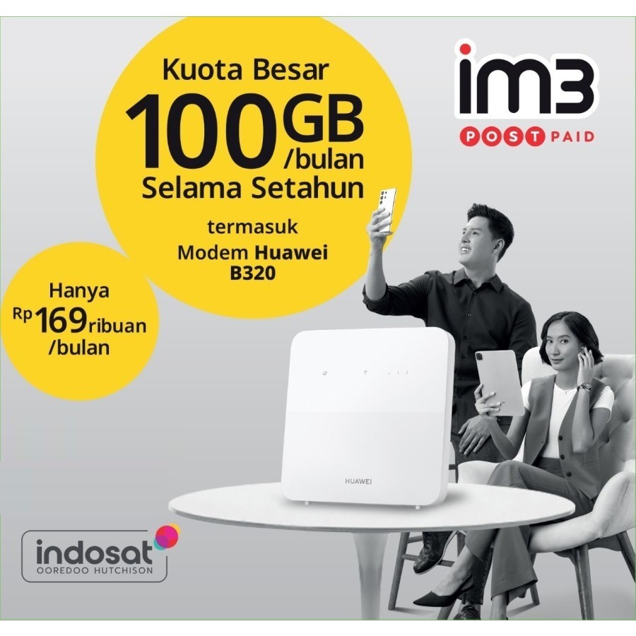 Jual Huawei B320 Indosat IM3 4G Modem Router Wifi Free kuota 1200GB ...