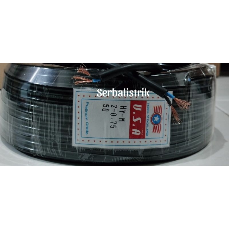 Jual Kabel serabut hitam putih 2x0.75 USA PERMETER | Shopee Indonesia
