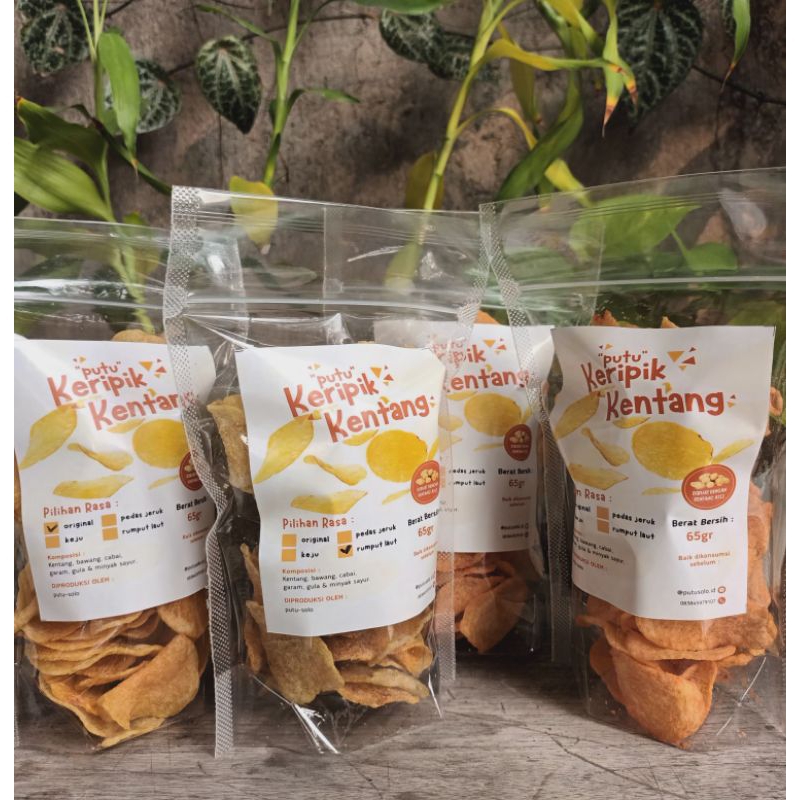 Jual Snack cemilan keripik kentang potato kriuk renyah PUTU varian rasa ...