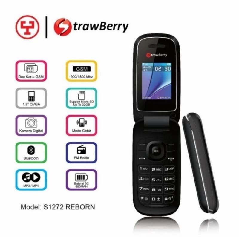 Jual STRAWBERRY S1272 REBORN Flip Phone Garansi Resmi Hp Murah | Shopee ...