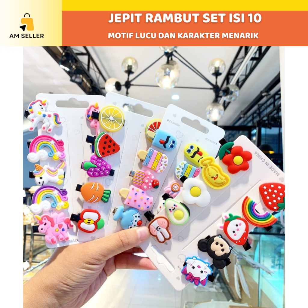 Jual Jepit Rambut Anak Perempuan Lucu 10 in 1 / Jepitan Rambut Fashion ...