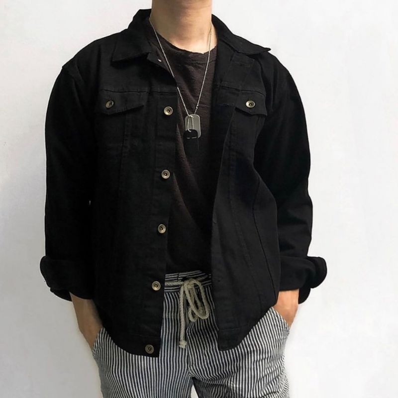Jual Jaket Jeans Denim Tebal Warna Hitam-Army-Kunyit-Maroon,Ready ...
