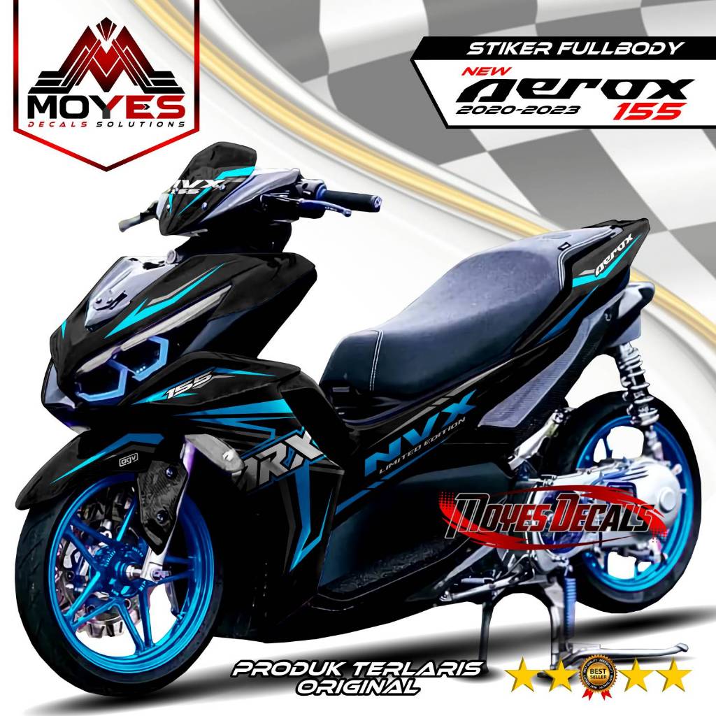 Jual Decal Aerox New Connected stiker Fullbody lis Warna - Black ...