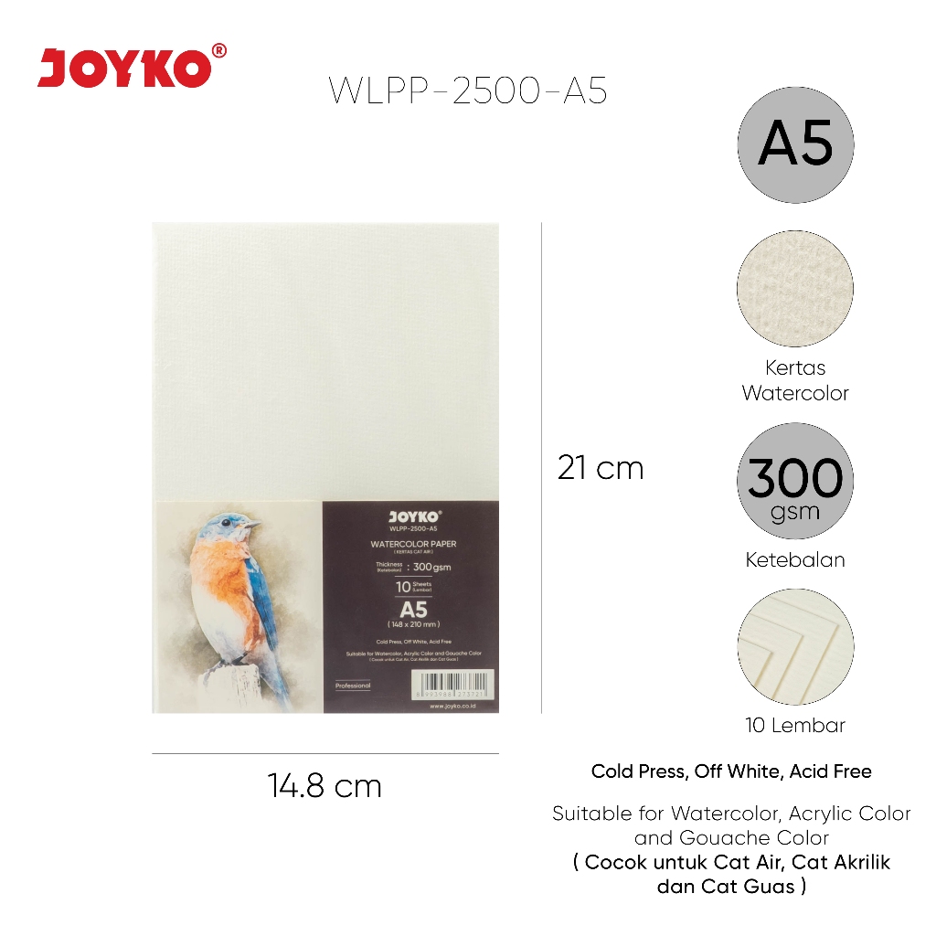 Jual Joyko WATERCOLOUR PAPER / Kertas Cat Air Lukis Acrylic A6 A5 A4 ...