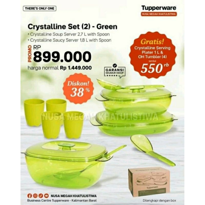 Jual crystalline set green tupperware | Shopee Indonesia