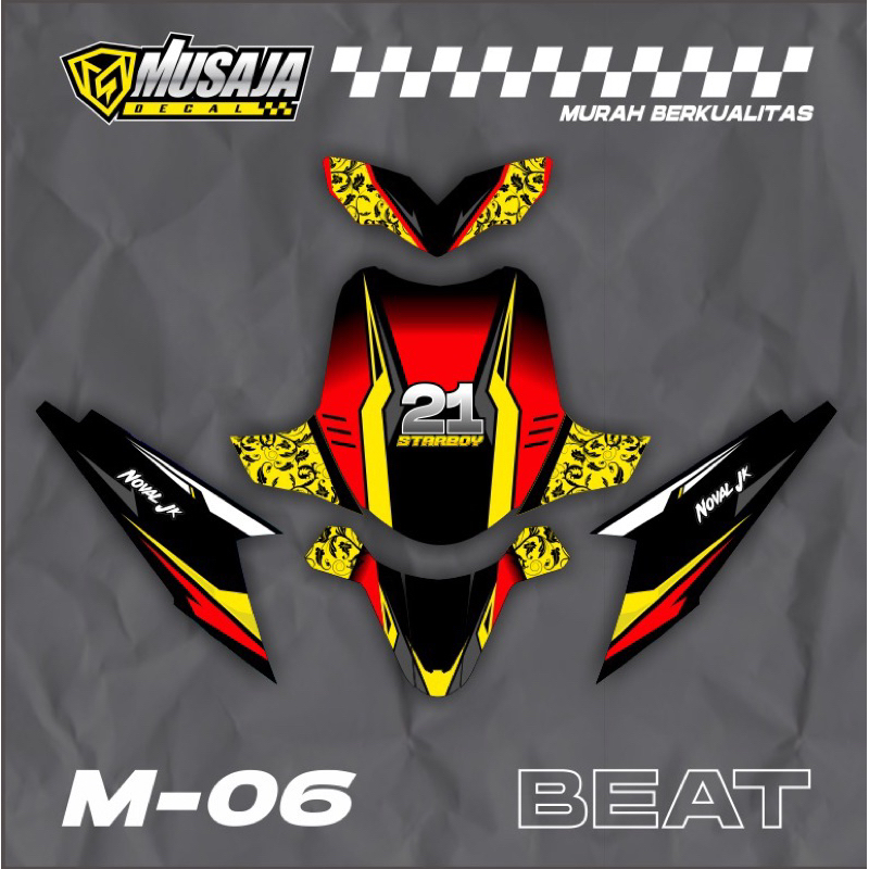Jual Decal Beat Fullbody hitam kuning merah full body body buta ...