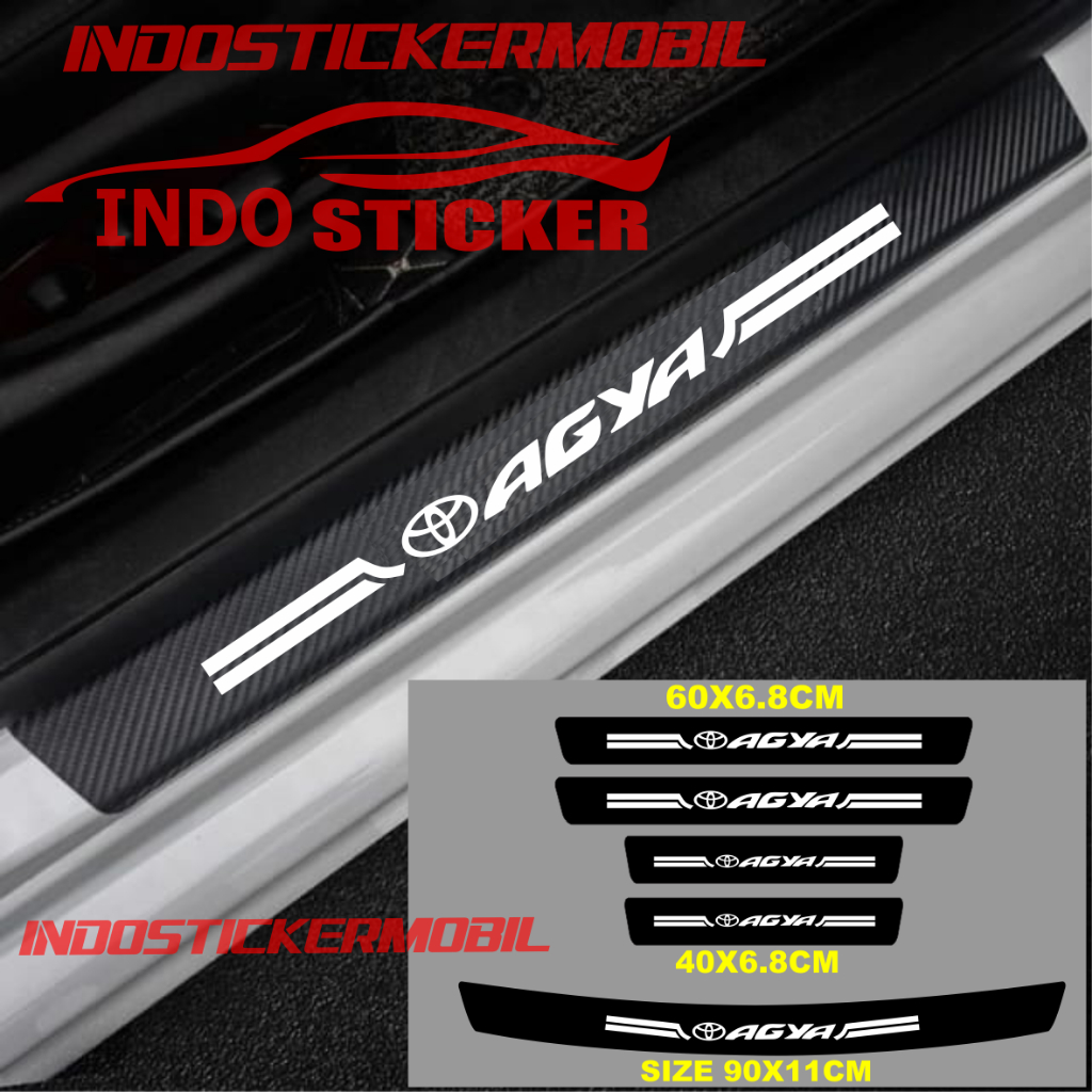 Jual (COD) CARBON 3D MOBIL AGYA STICKER SILL PLATE CARBON 3D PIJAKAN ...