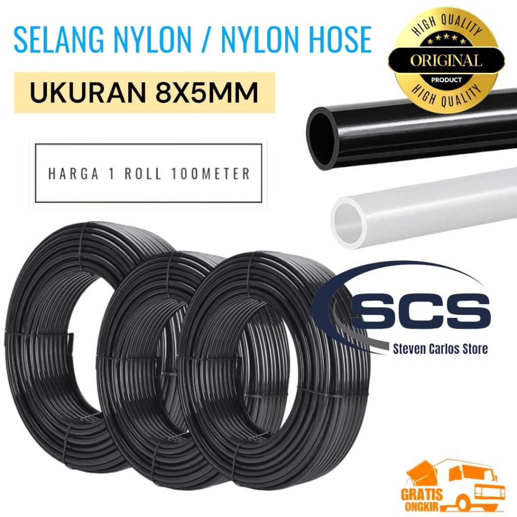 Jual SELANG NYLON 8X5MM NYLON TUBE HOSE SELANG PNEUMATIC HARGA PER ROLL (PA) | Shopee Indonesia