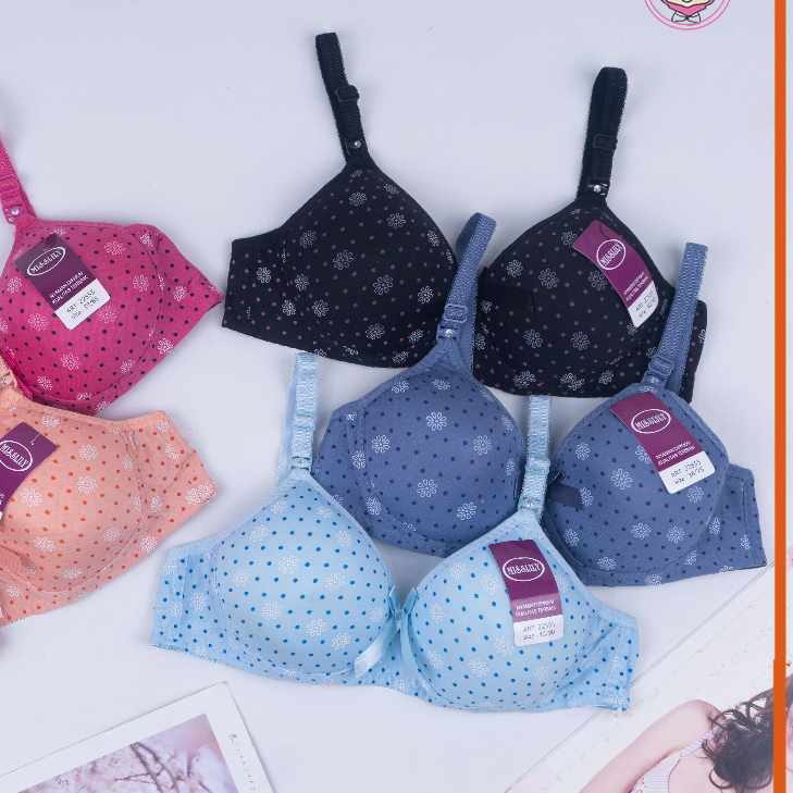 Jual BRA Wanita BH Motif Halus Premium / BH Wanita Tanpa Kawat Kualitas Premium Motif Bintik ...