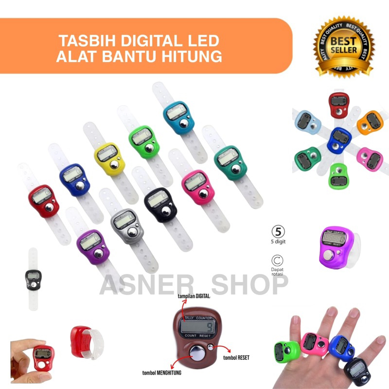 Jual Tasbih Alat Hitung Digital Mini Finger Tally Jari led | Shopee ...