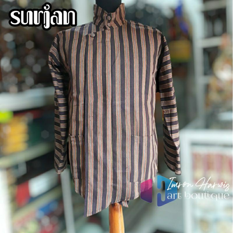 Jual Baju surjan lurik pakaian adat jawa pria bahan tenun | Shopee Indonesia