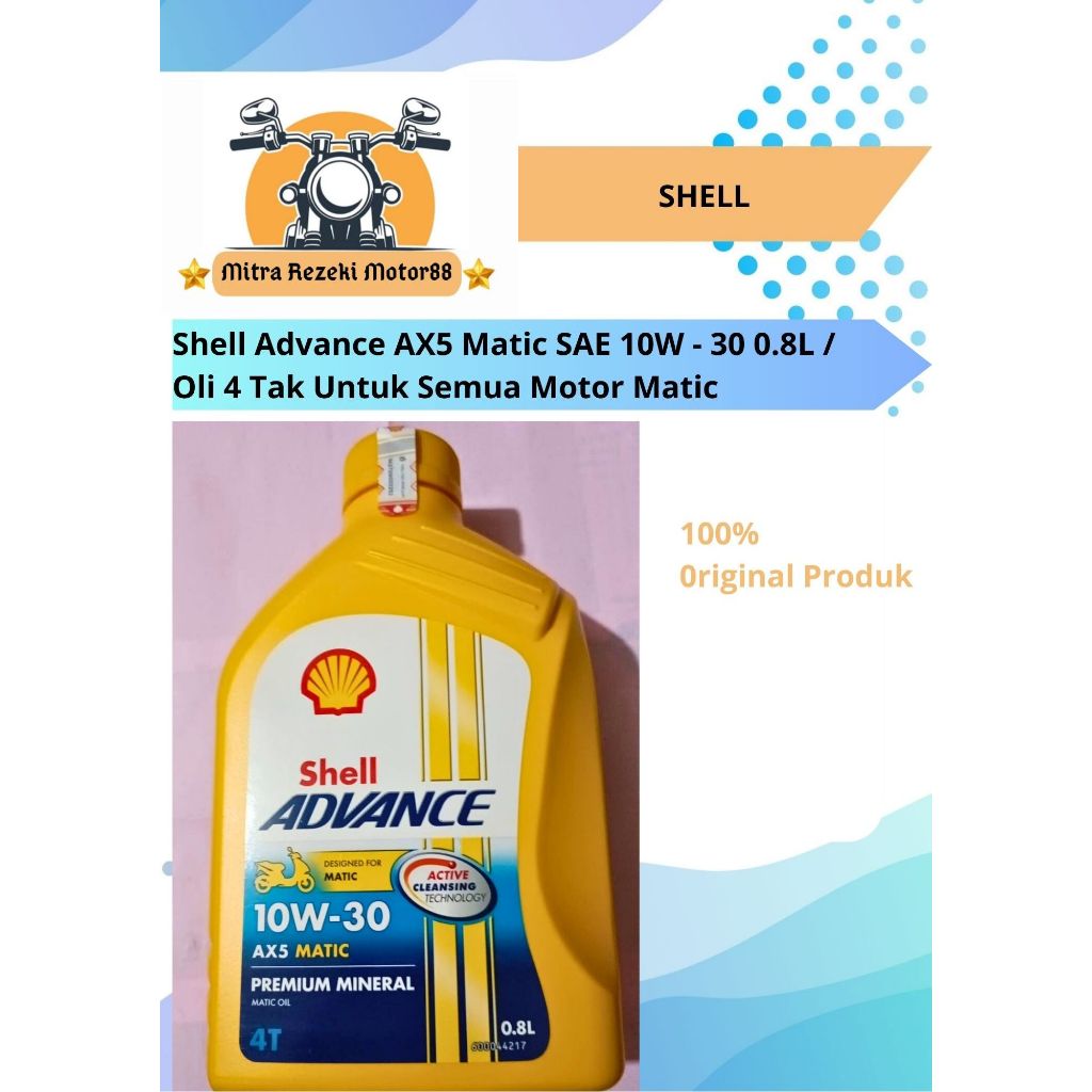 Jual Oli Shell ADVANCE AX5 Matic 10W-30 4T - 0,8L (100% Original Produk ...