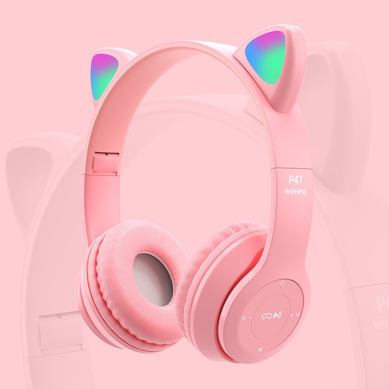 Jual OS-Headset Bluetooth Gaming Telinga Kucing - Headphone Kuping P47 ...