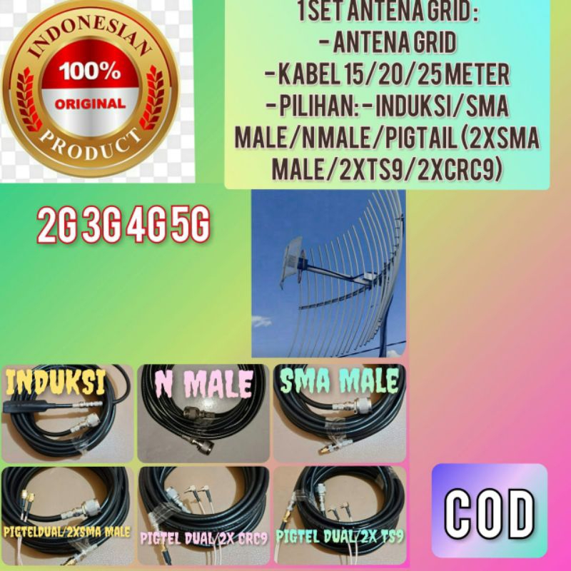Jual Antena Grid Yagi Penguat Jaringan Internet Sinyal Gsm LTE Seluler Triband Sinyal Hp Router ...