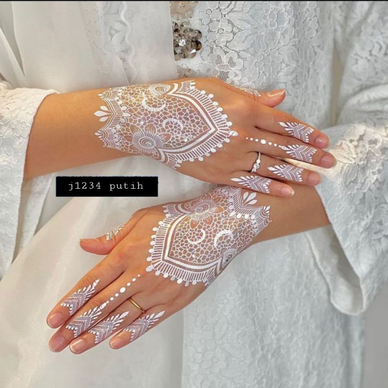 Jual FREE(manik+gliter) 1PCS KANAN KIRI HENA PENGANTIN PUTIH MARON ...