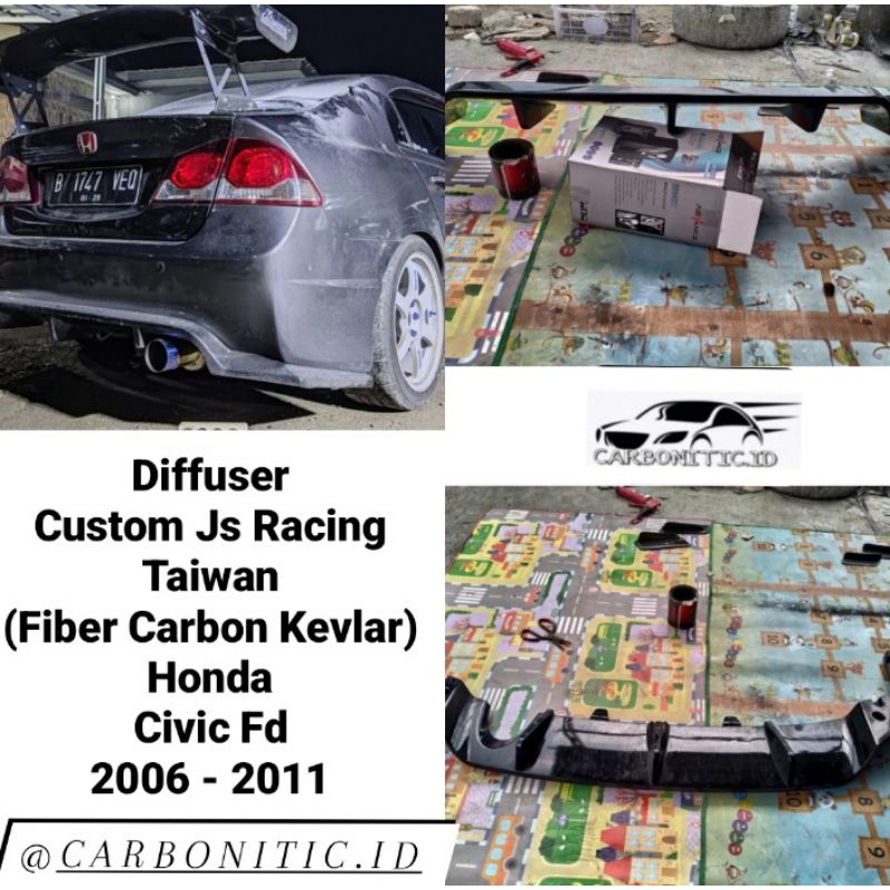 Jual Diffuser Custom Model Js Racing Honda Civic Fd 2006 - 2011 Carbon Kevlar Asli | Shopee ...