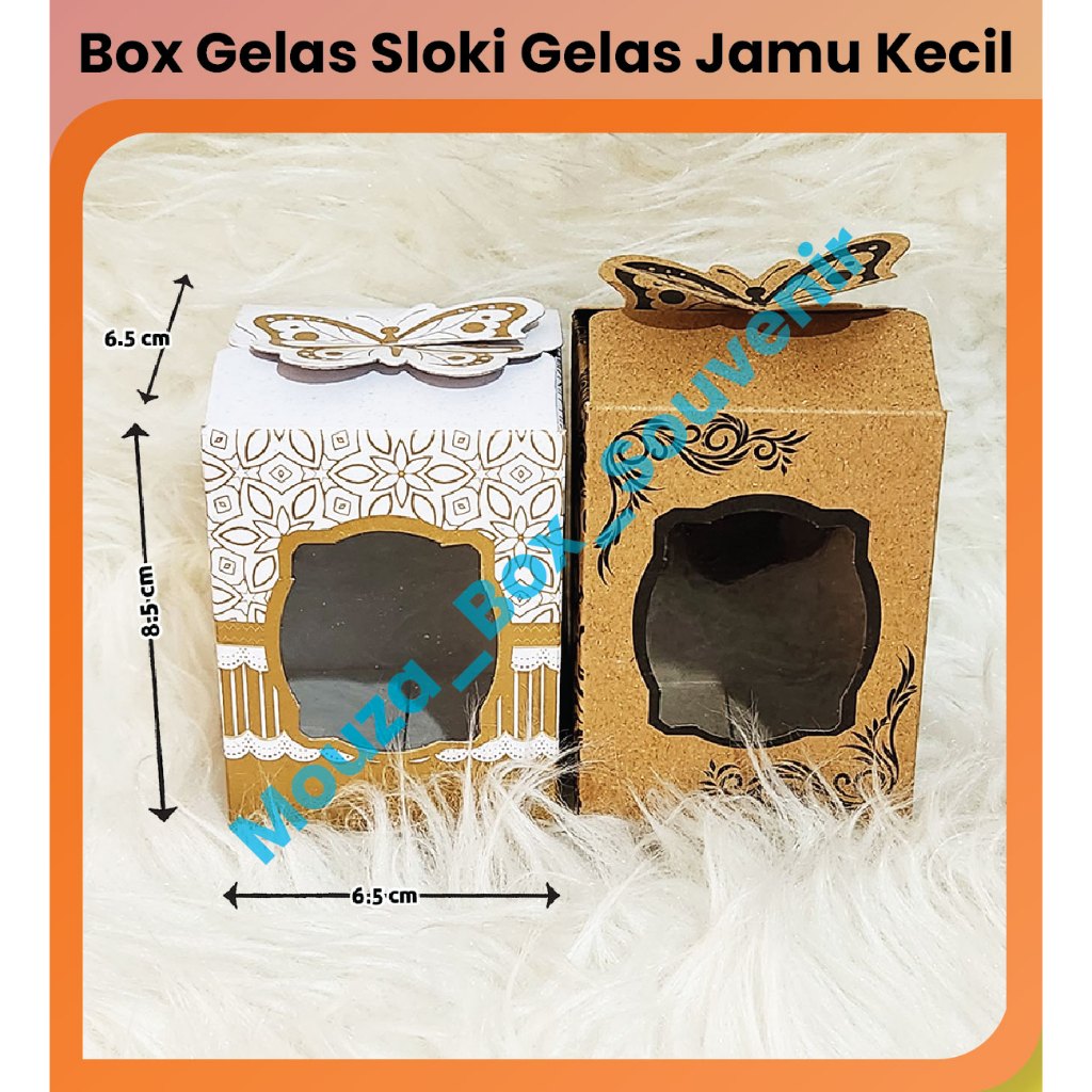Jual ( 50PCS ) BOX KEMASAN GELAS SLOK/GELAS JAMU KECIL FREE TALI KUR ...