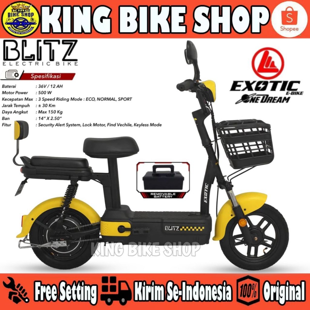 Jual Sepeda Listrik Electric E Bike EXOTIC BLITZ BY PACIFIC 350 Watt ...