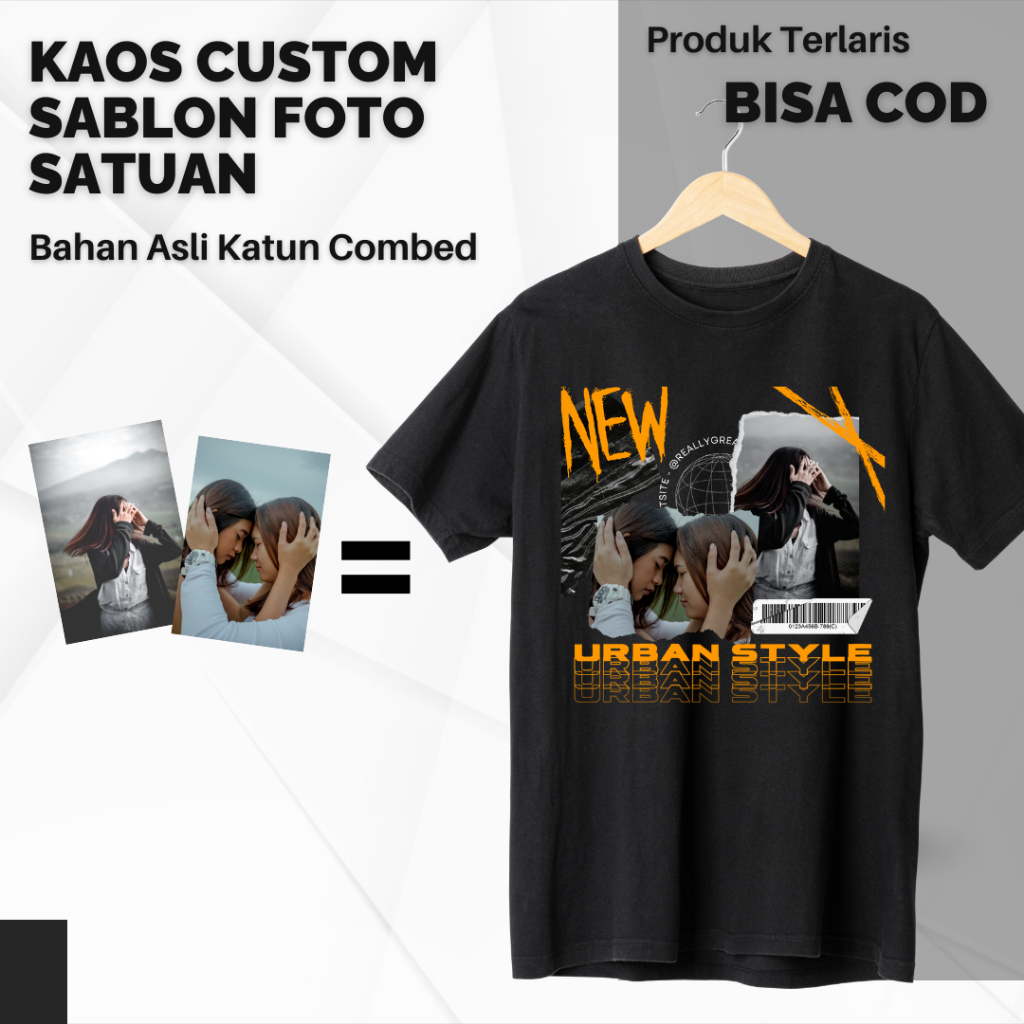 Jual Kaos sablon custom Foto dan Tulisan bahan katun combed 30s, Bisa pakai Tulisan, Foto atau ...