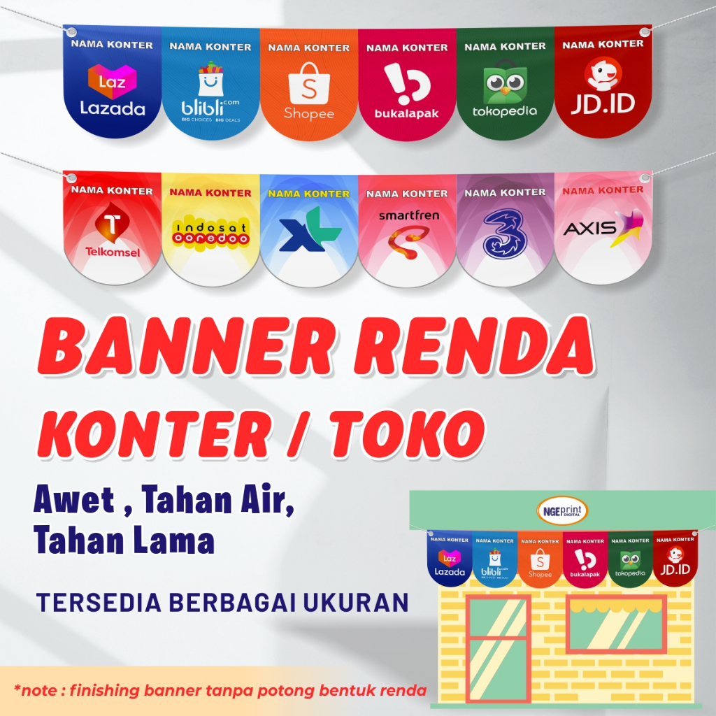 Jual Banner Renda Konter / Banner Renda Custom / Banner Renda Toko / Banner Renda Minuman ...