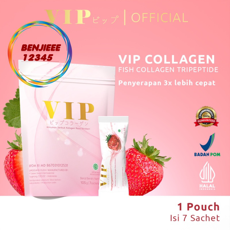 Jual VIP Collagen POUCH 7 SACHET minuman kolagen pemutih kulit badan ...