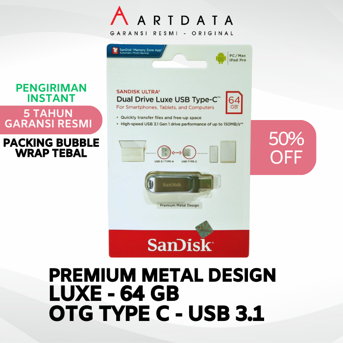 Jual Sandisk Flash disk OTG Type C 16GB / 32GB / 64GB / 128GB / 256GB ...