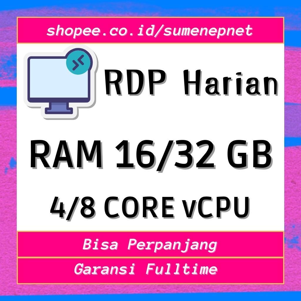 Jual Rdp Harian 16/32gb Ram 4/8 Core Vcpu Garansi Fulltime | Shopee ...