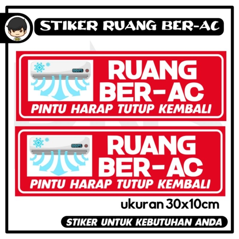 Jual stiker ruangan ber AC tutup 30x10cm sticker rambu | Shopee Indonesia
