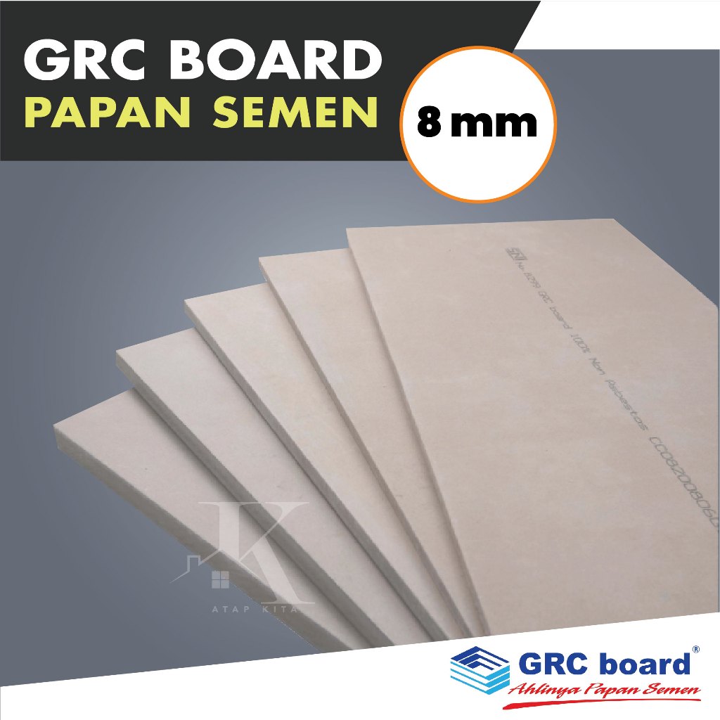Jual GRC Board 8 mm / Papan GRC / Fiber Semen / GRC Board / 1.22 X 2.44 ...