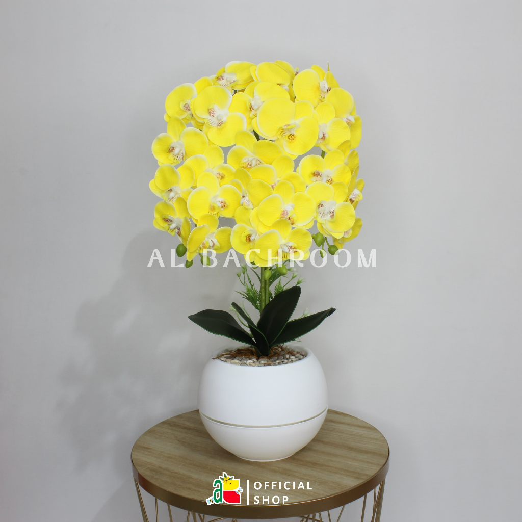 Jual RANGKAIAN ANGGREK 3 CABANG DAN VAS VIENNA RB6059 BUNGA PLASTIK ...