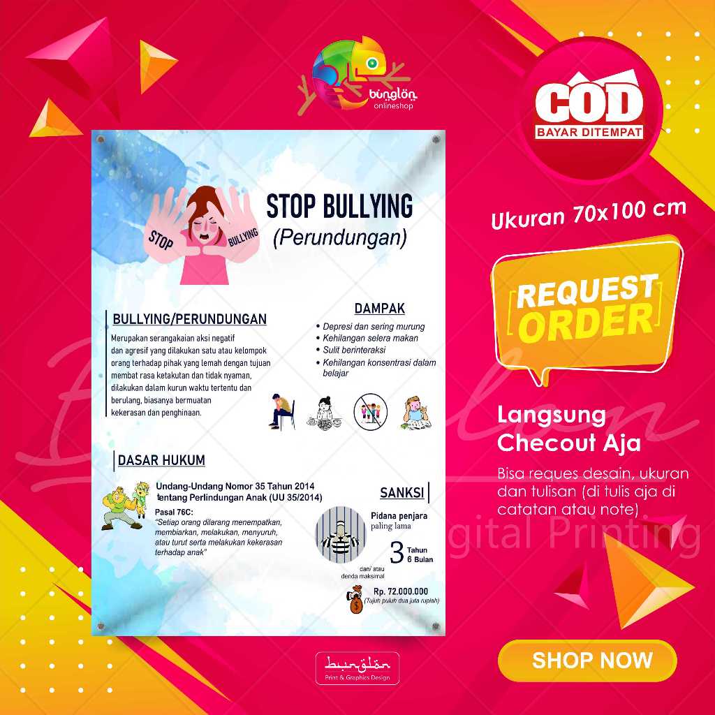 Jual Uk 70x100 Spanduk Stop Bullying Stop Perundungan Model A | Shopee ... Jual Uk 70x100 Spanduk Stop Bullying Stop Perundungan Model A | Shopee ...