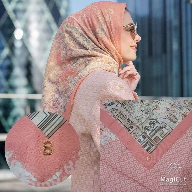 Jual British series hijab voal pin like button scarves/ Laser cut titik ...