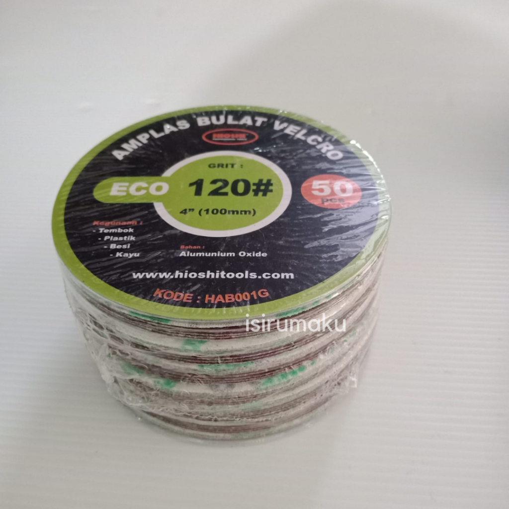 Jual AMPLAS BULAT VELCRO 4 INCH GRID 120, 150, 240 / AMPLAS HIOSHI ...
