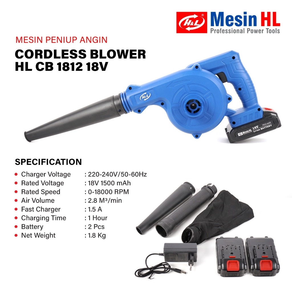 Jual MESIN BLOWER TANGAN 18V HAND BLOWER CORDLESS H&L | Shopee Indonesia