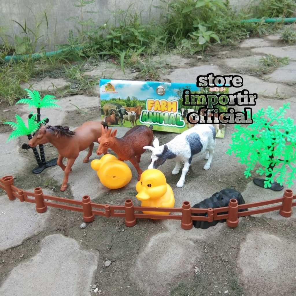 Jual Mainan Anak Hewan Set Farm Animal OCT 122 6 Animal 6 pcs Set Pagar ...