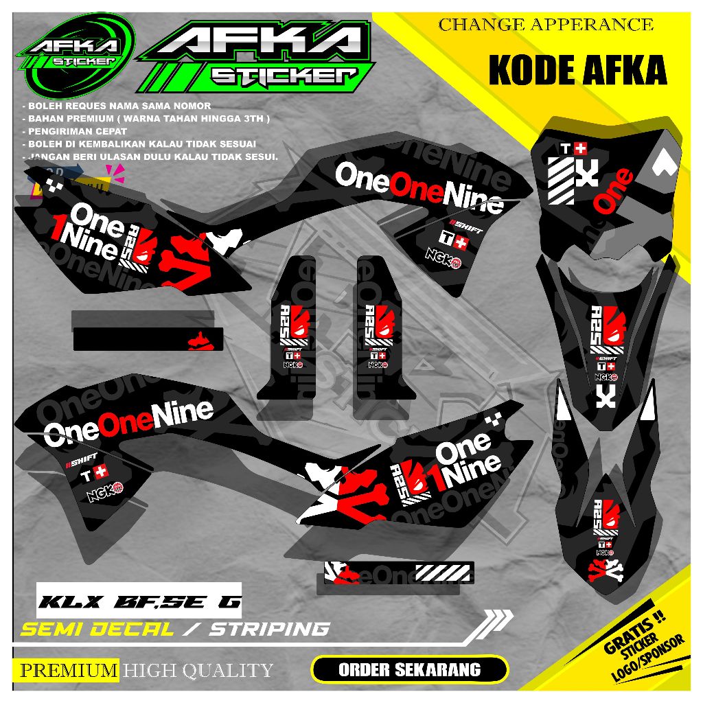 Jual DECAL Sticker lis Kawasaki KLX BF,SE,G Papan Nomor-Motif ...