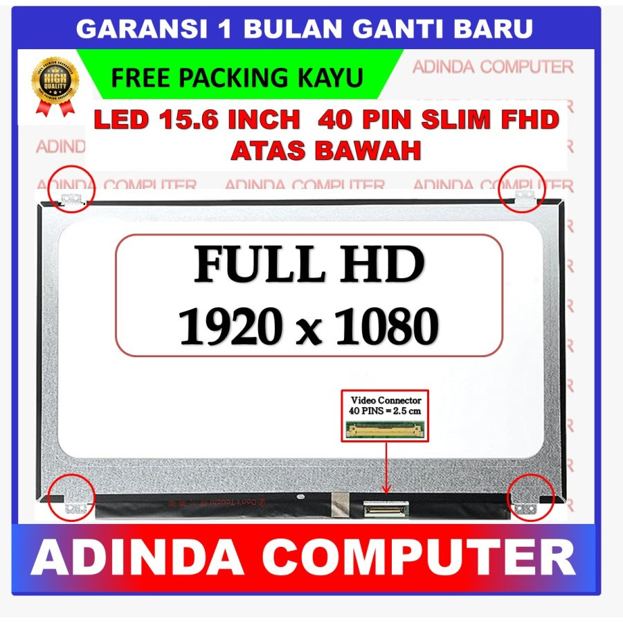 Jual LCD LED 15.6 15 Inch 40 Pin 40pin Slim Tipis FHD Full HD Bracket ...
