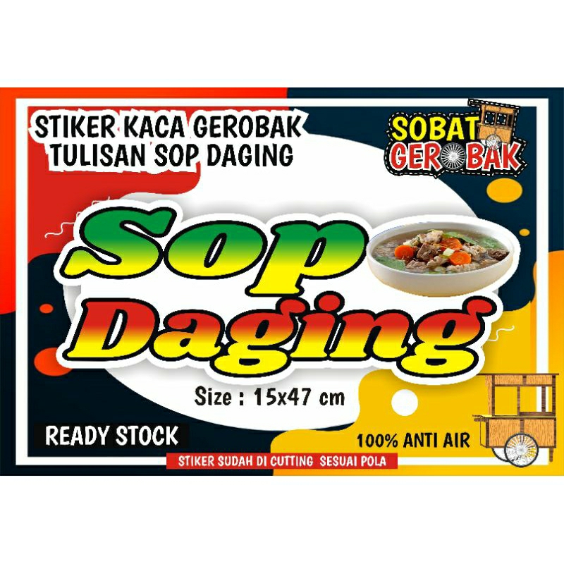Jual Stiker Kaca Gerobak / Stiker Produk Tulisan Sop Daging | Shopee ...