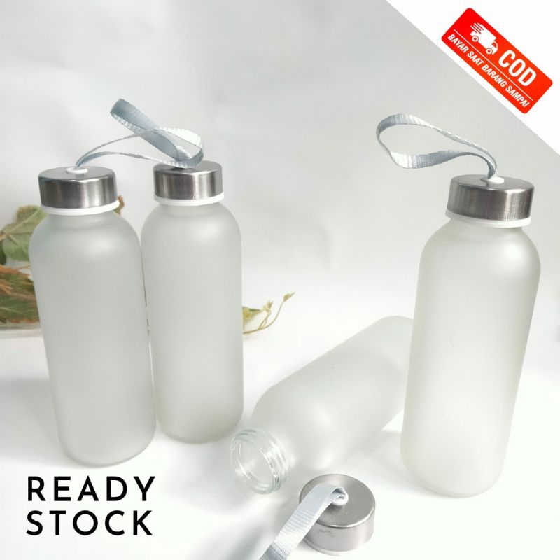 Jual Botol Minum Aesthetic Kaca Bening Doff Wadah Minuman Tempat Air ...