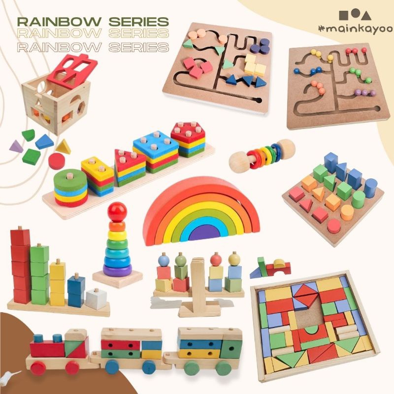 Jual Rainbow Series Montessori Toys - Premium Pine Wood - mainan ...