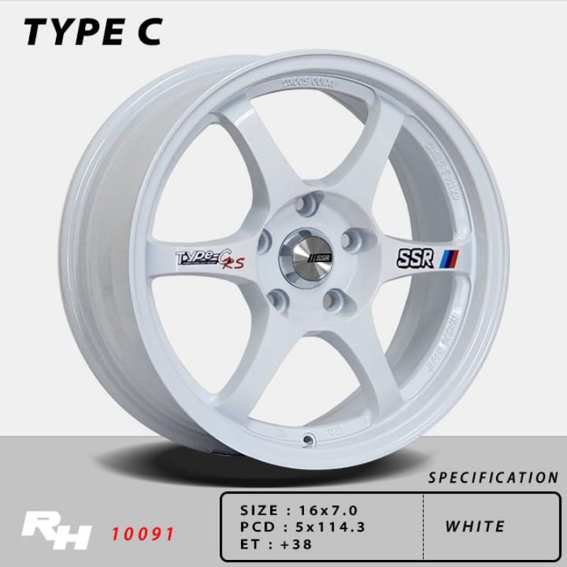 Jual velg ssr type c ring 16 lebar 7 et 38 pcd 5x114 white | Shopee Indonesia