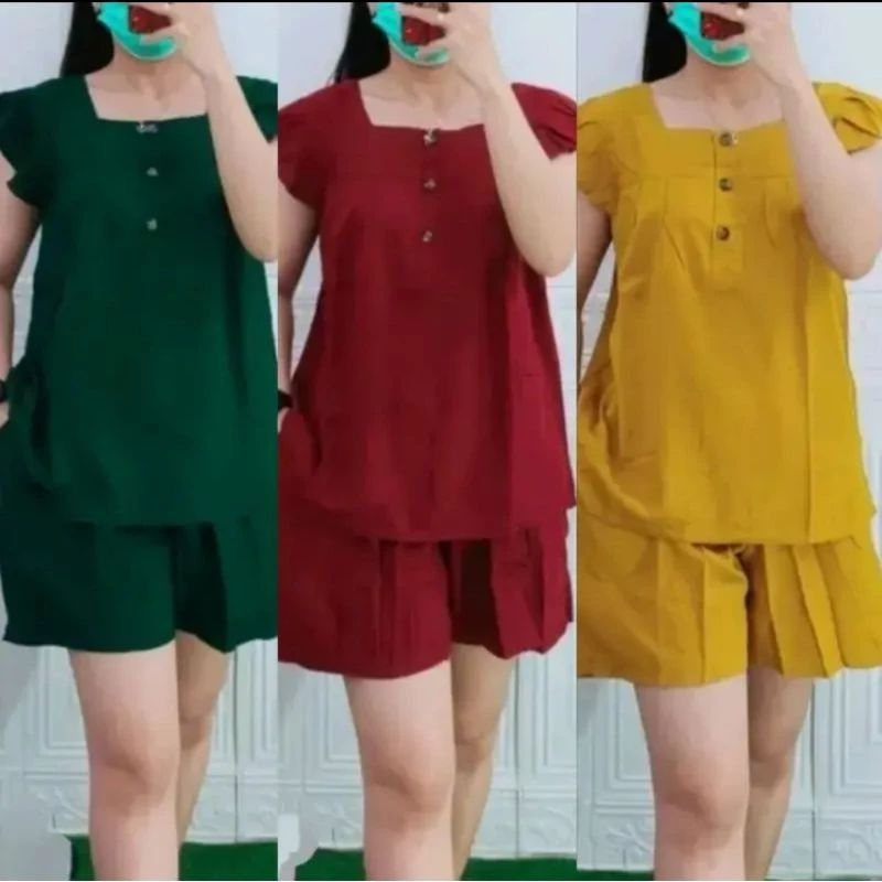 Jual setelan bangkok // setelan rayon // setelan lengan pendek // baju ...